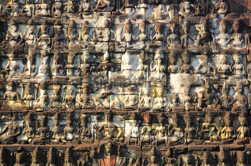 Pattern of Stone Carved at the wall Angkor Wat, Cambodia 이미지 (453667483 ...
