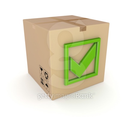 Green tick mark on a carton box. (459589281) 일러스트, 무료 일러스트 - 게티이미지뱅크