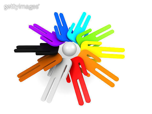 Round group of schematic colorful 3d people 이미지 (178572682) - 게티이미지뱅크