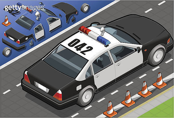Isometric Police Car in Rear View 이미지 (187843785) - 게티이미지뱅크