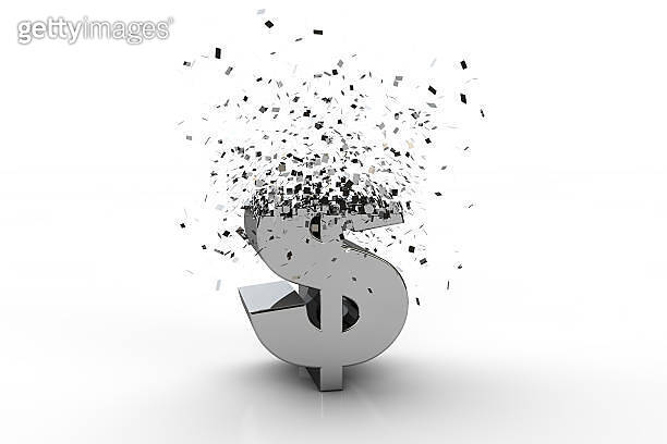 3D dollar currency symbol exploding 이미지 (178899194) - 게티이미지뱅크