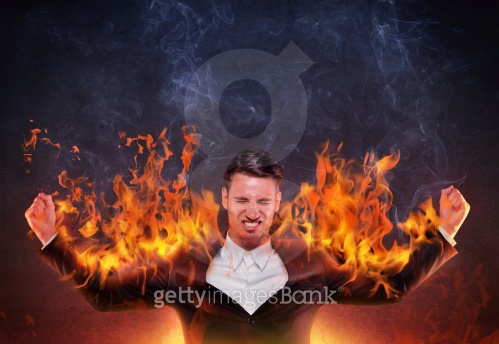 Businessman burning with anger 이미지 (178785671) - 게티이미지뱅크
