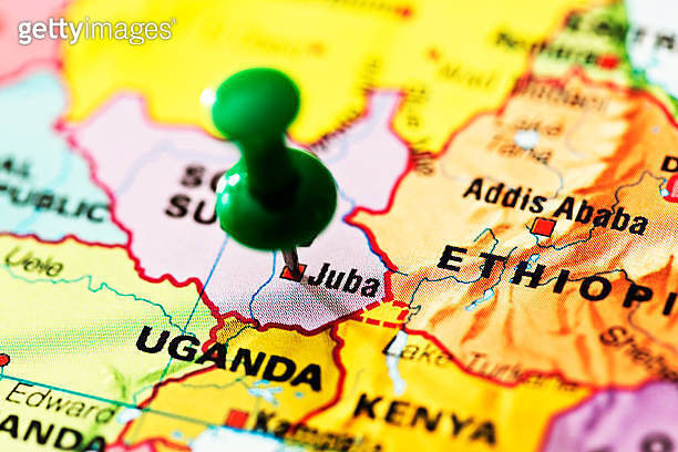 Green pushpin marks Juba, capital of South Sudan, on map 이미지 (186596316 ...