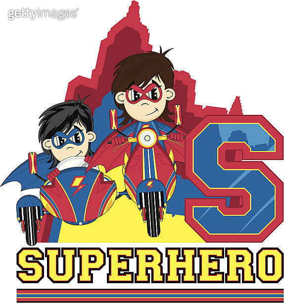 Superheroes on Scooter Learning Letter S 이미지 (186406800) - 게티이미지뱅크