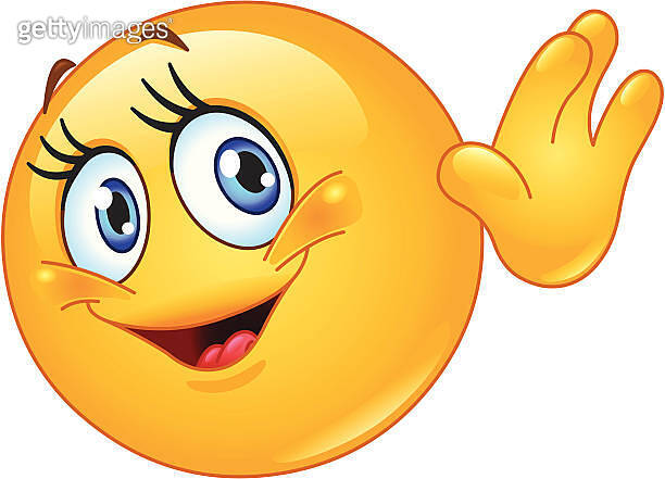Female emoticon waving hello 이미지 (175009967) - 게티이미지뱅크