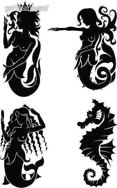 Mermaid heraldry set (161730423) 일러스트, 무료 일러스트 - 게티이미지뱅크