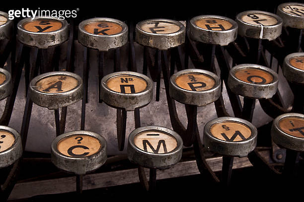 Macro typewriter keys - old vintage keyboard close up shot (177729200 ...
