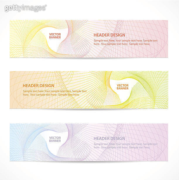 Vector set: Horizontal colorful Banners. Abstract background (curve ...