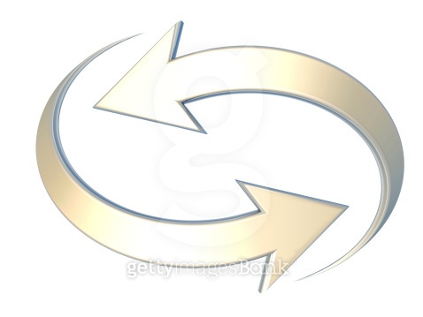 opposite yellow curved arrows (450188455) - 게티이미지뱅크