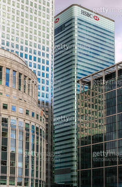 HSBC head office in Canary Wharf London 이미지 (458263179) - 게티이미지뱅크