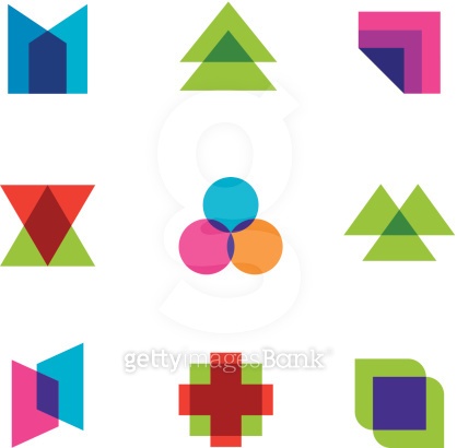 Geometric mosaic art polygons shape dimension logo icon set vector 이미지 ...