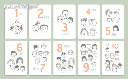 Figures. Learn to count. Set with different funny faces.Vector. 이미지 ...