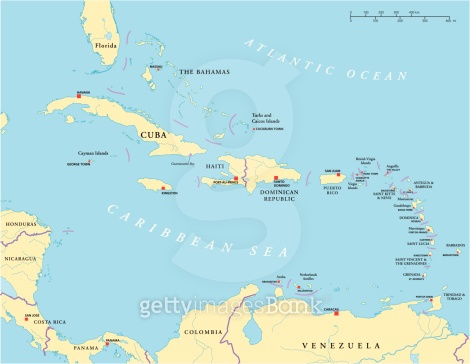 Caribbean - Large And Lesser Antilles - Political Map 이미지 (497281479 ...