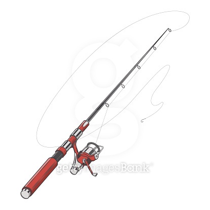 Red fishing rod, spinning with bait 이미지 (513725799) - 게티이미지뱅크