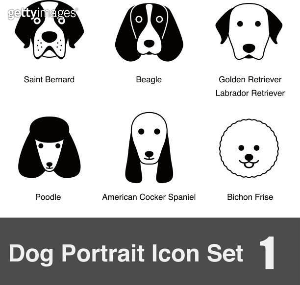set of cute dog face icons, vector illustration (522781797) - 게티이미지뱅크