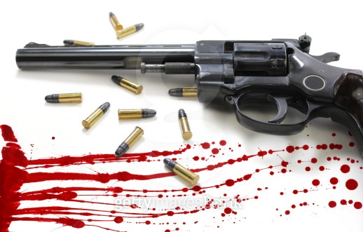 Revolver Pistol with Bullets and Blood Splatter 이미지 (512132865) - 게티이미지뱅크