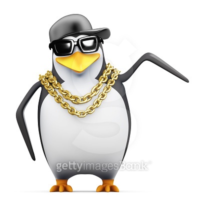 3d Rapper penguin points to the side (501044611) - 게티이미지뱅크