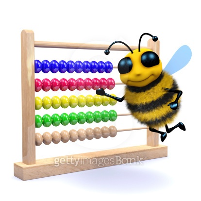3d Honey bee counts on an abacus (501619519) - 게티이미지뱅크