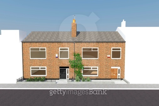 Two terraced houses render 이미지 (509804335) - 게티이미지뱅크