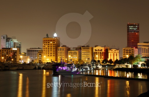 Splendid view of illuminated Al Fateh Highway Highrise buildings ...