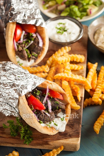 Homemade Meat Gyro with French Fries 이미지 (486024247) - 게티이미지뱅크