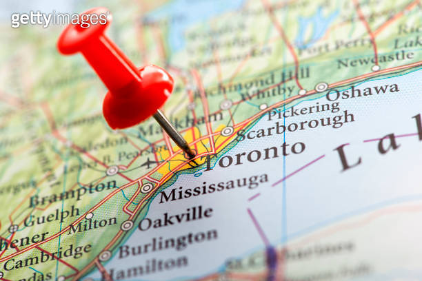Toronto Marked on Map with red Pushpin 이미지 (463081201) - 게티이미지뱅크