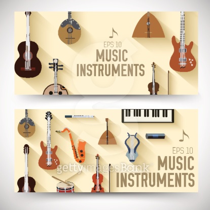 flat music instruments banners concept. Vector illustrator design ...