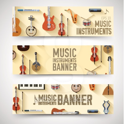 flat music instruments banners concept. Vector illustrator design ...