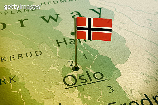 Oslo Norway Flag Pin Map Vintage 이미지 (483855955) - 게티이미지뱅크
