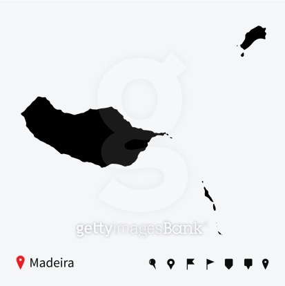 High detailed vector map of Madeira with navigation pins. 이미지 ...