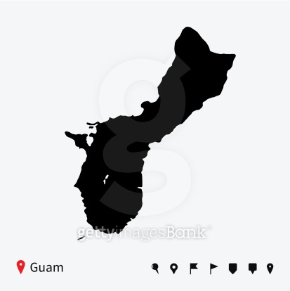 High detailed vector map of Guam with navigation pins. (504076461) - 게티 ...