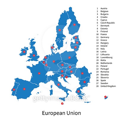 Detailed vector map of European Union and Europe countries (515312187 ...