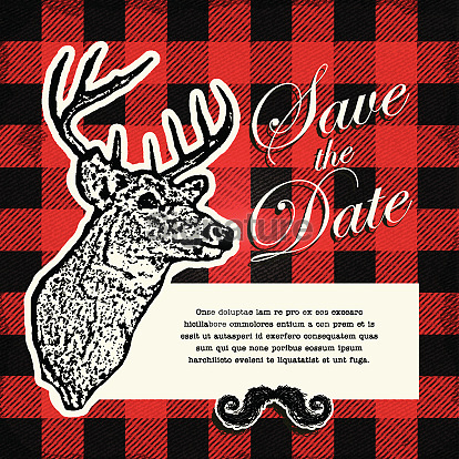 Save the date vintage flannel greeting design with flannel (522603573 ...