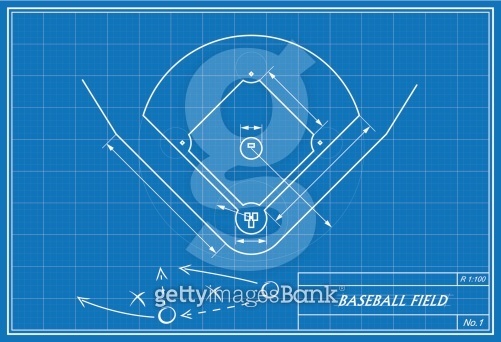 baseball field on blueprint 이미지 (507190537) - 게티이미지뱅크