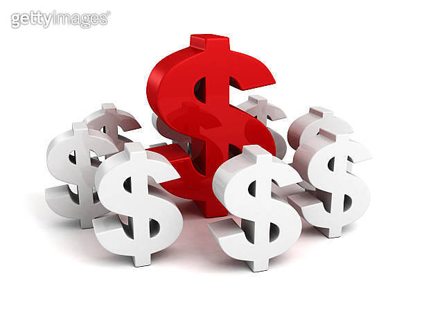 big red dollar currency symbol as leader of white group 이미지 (487509855 ...