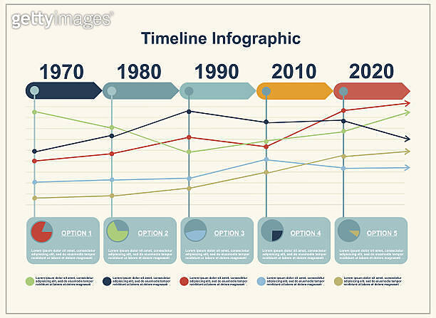 Timeline Infographic with diagrams and graphics in flat design style ...