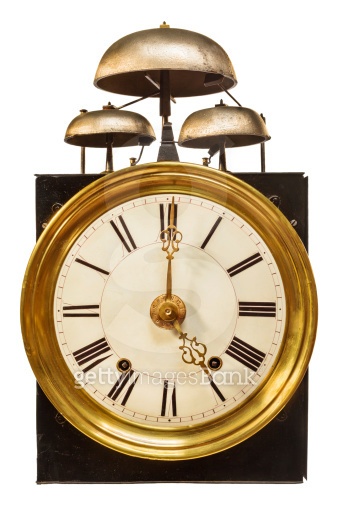 Vintage clock with three bells isolated on white 이미지 (496351605) - 게티이미지뱅크