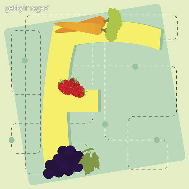 Letter "f" from stylized alphabet with fruits and vegetables (512496699 ...