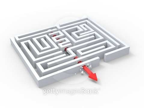 Break Out Of Maze Showing Puzzle Exit 이미지 (482585489) - 게티이미지뱅크
