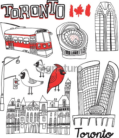 Hand drawn buildings and landmarks Of Toronto in Canada 이미지 (530399681 ...