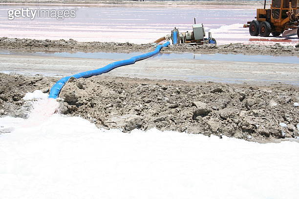 Foam in Salt evaporation ponds with red Microorganisms, Swakopmund ...