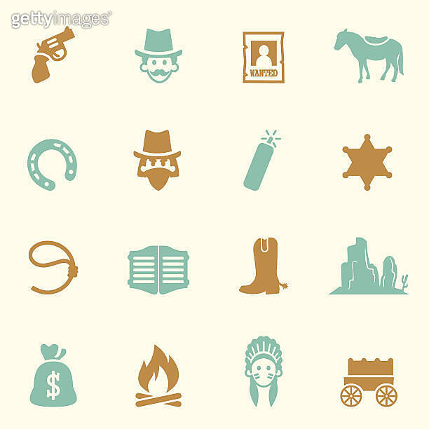 Cowboy Icons Color Series| EPS10 (485369637) 일러스트, 무료 일러스트 - 게티이미지뱅크