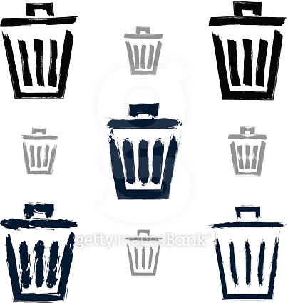 Set of hand-painted simple vector trash can icons isolated 이미지 ...