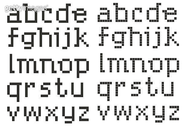vector illustration of pixel art styled abc, lowercase letters ...