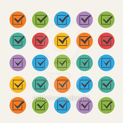 Set of twenty-five different black vector ticks or check marks 이미지 ...