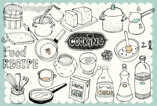 Hand drawn recipe set 01 이미지 (461985459) - 게티이미지뱅크