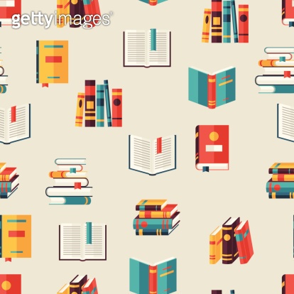 Seamless pattern with books in flat design style. 이미지 (506236351) - 게티이미지뱅크