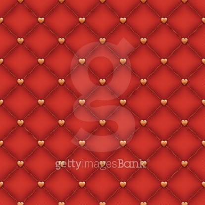 Seamless dark red quilted background with golden heart shaped pins. 이미지 ...
