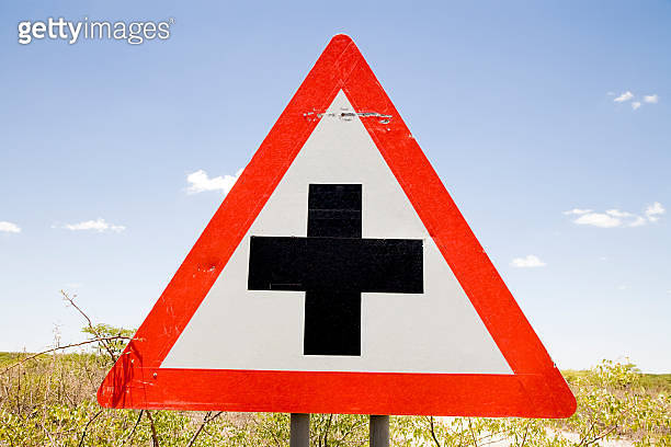 Danger Cross Road Ahead Street Sign Series XII (471067157) - 게티이미지뱅크