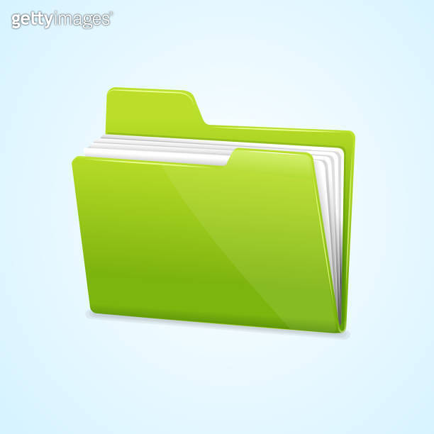Vector Green file folder icon isolated on blue 이미지 (532131413) - 게티이미지뱅크